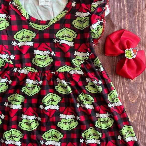 Dresses | The Grinch Dress And Bow | Poshmark